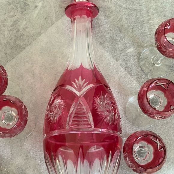 imperlux | Dining | Vintage Imperlux Cranberry Colored Crystal Decanter ...